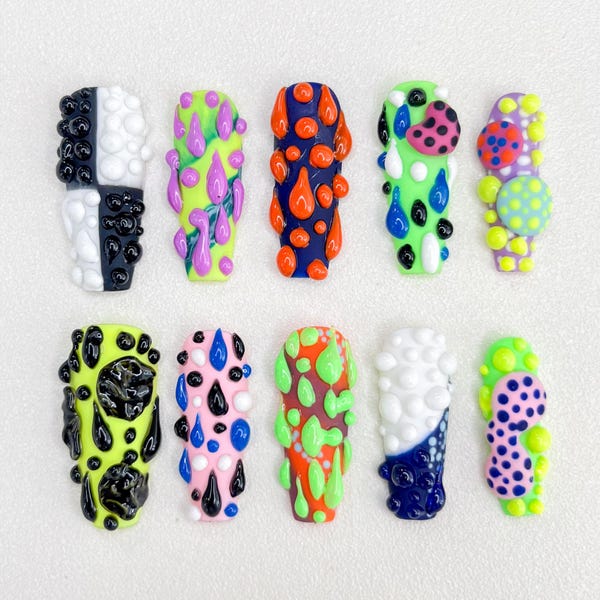 Aurora Shell Press on Nails, Custom Design Nails Art, 3D Nails, Fake ...