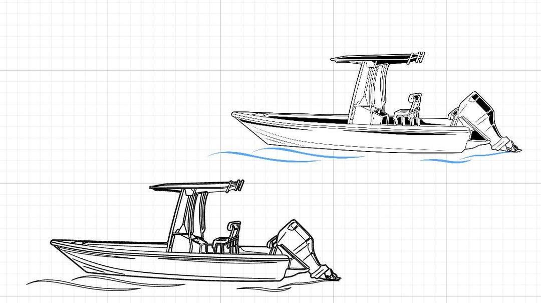 Center Console Side View Bulls Bay 2200 Inshore Digital File Only (dxf ...