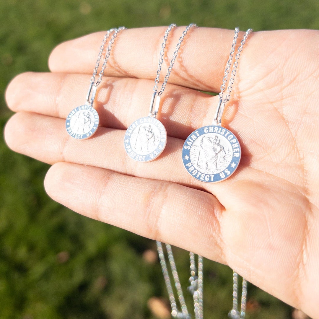 Italian Saint Christopher Pendant, 925 Sterling Silver, 12mm to 18mm ...