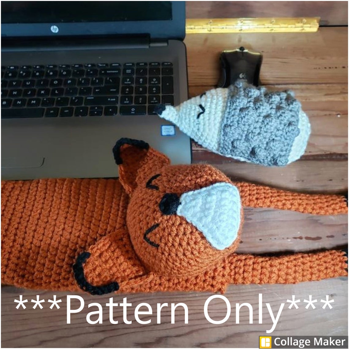 Crochet Pattern for Fox and Hedgehog Wrist Rest Keyboard - Etsy