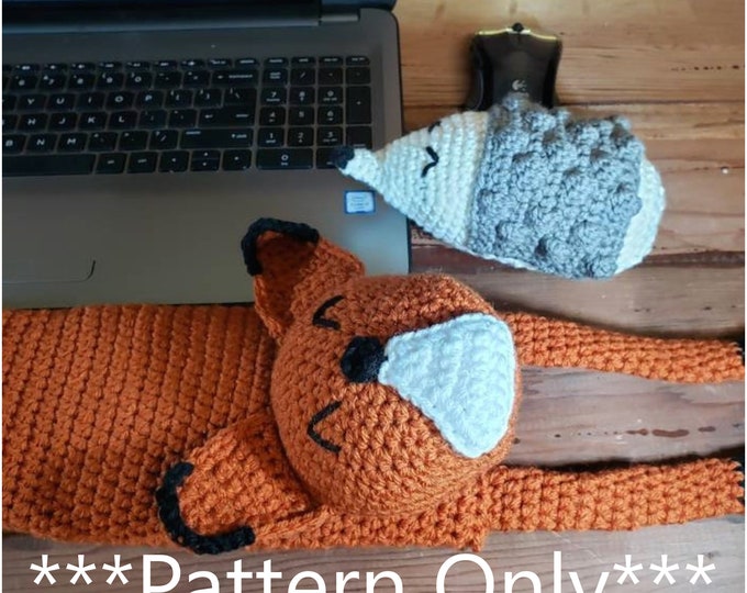 Crochet Pattern for Fox and Hedgehog Wrist Rest, Keyboard Wrist Support ...