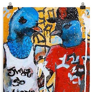 Urban Street Art Print of Blue Birds in Graffiti Style Unique Wall ...