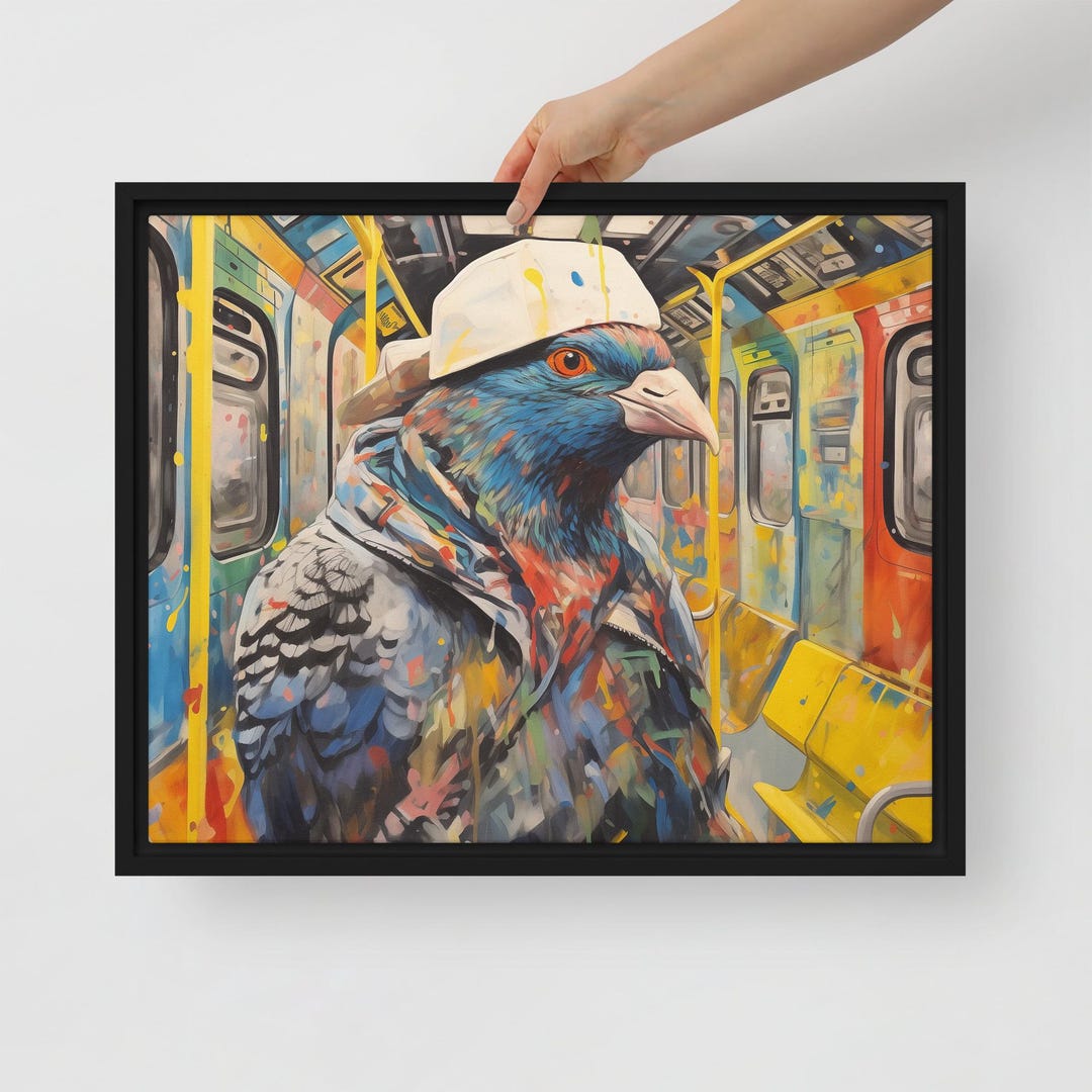 Urban Fusion: NYC Pigeon on Graffiti Subway – Framed Canvas Print - Etsy