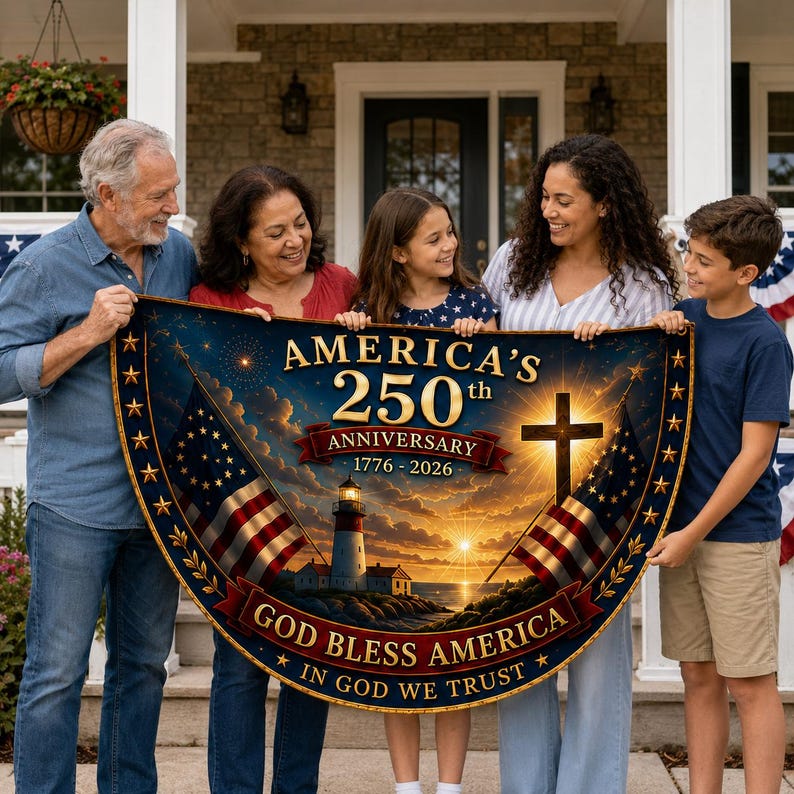 USA 250th Anniversary Patriotic Bunting Banner, America 1776–2026 ...