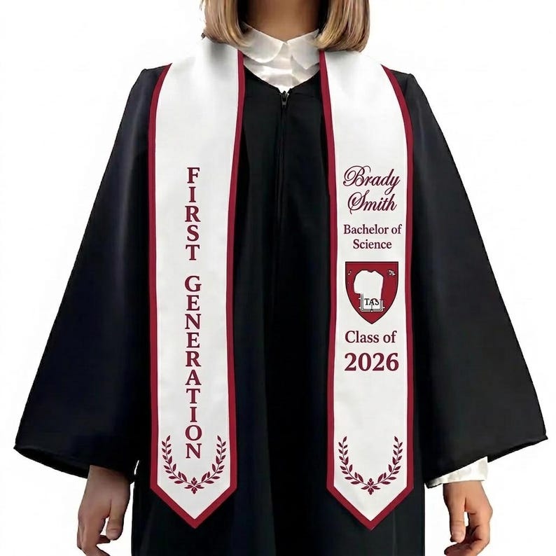 Custom Your Design Text Logo Graduation Stole 2026, First Generation ...