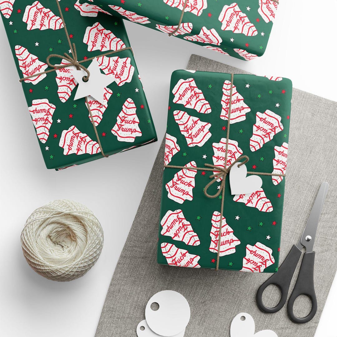 Funny Fuck Trump Christmas Wrapping Paper, Political Gag Gift, Anti ...