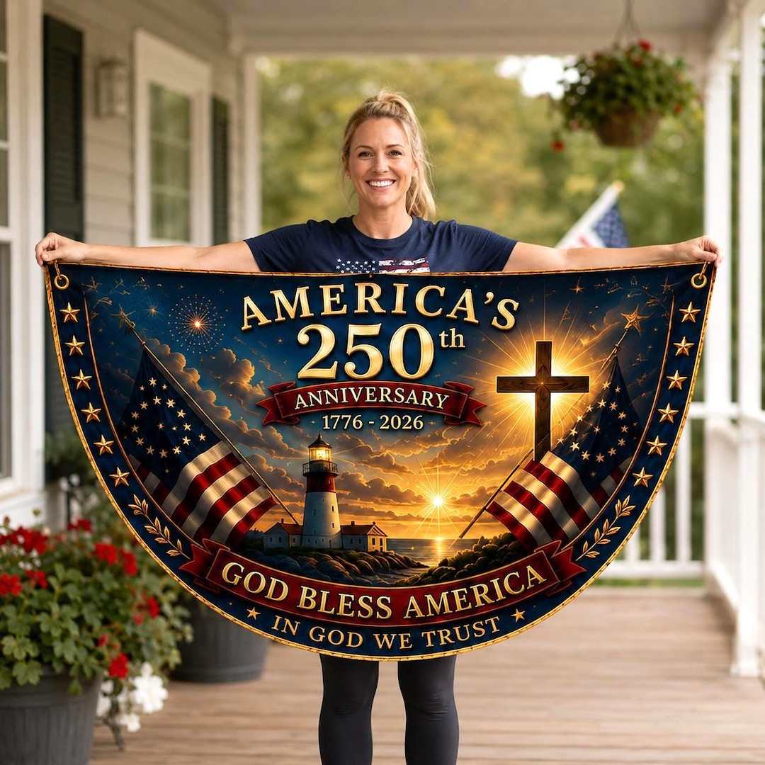 USA 250th Anniversary Patriotic Bunting Banner, America 1776–2026 ...