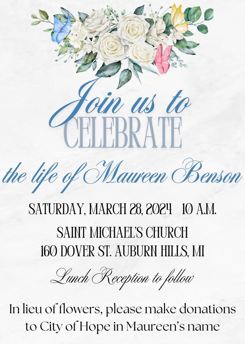 Celebration of Life Invitation Digital | Funeral Invite | Celebration ...