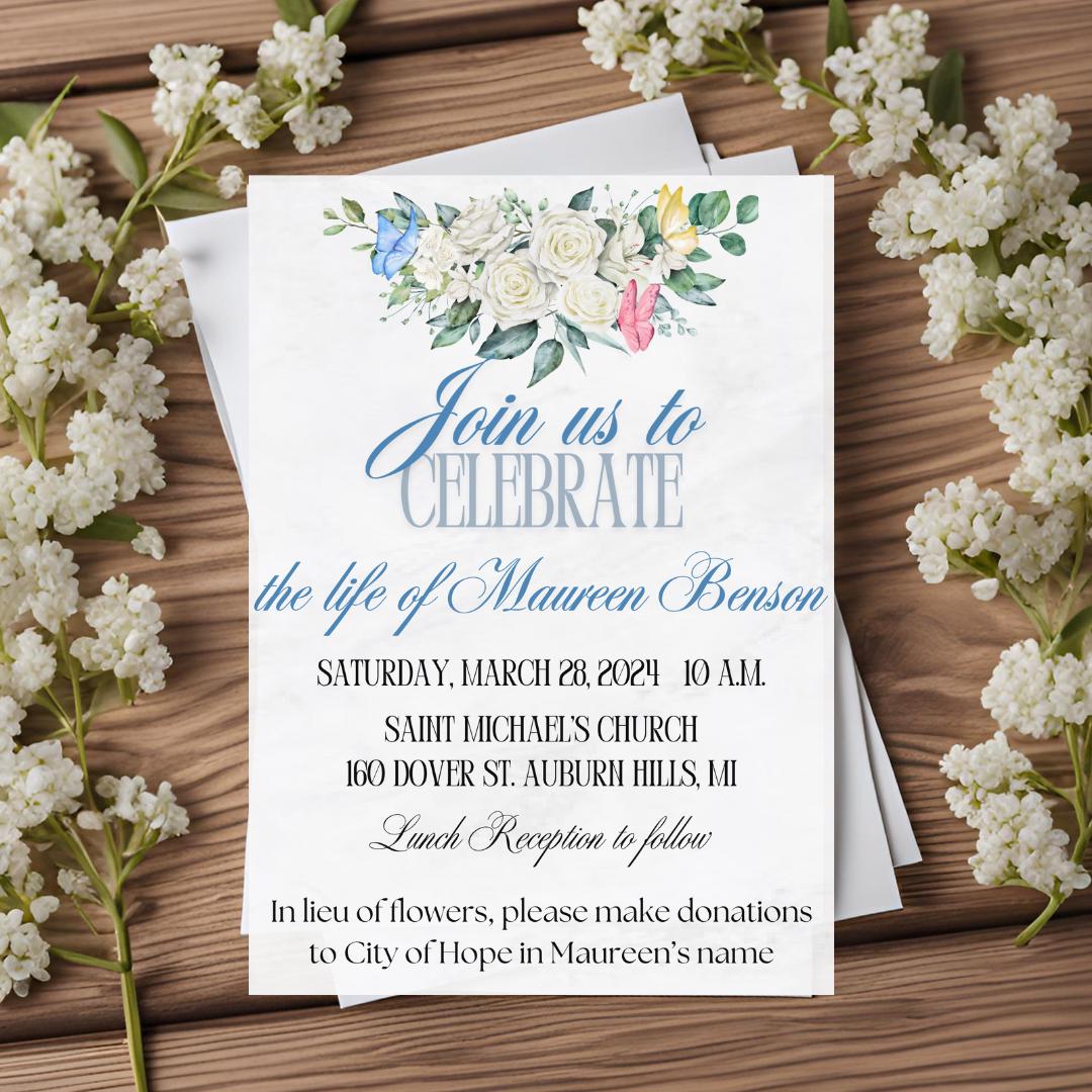 Celebration of Life Invitation Digital | Funeral Invite | Celebration ...