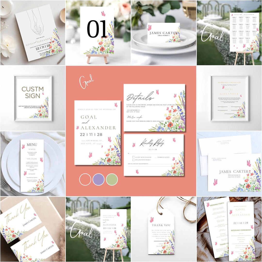 DIY Wedding Card Set and More Floral and Butterfly Style 1 Zip File 28 ...