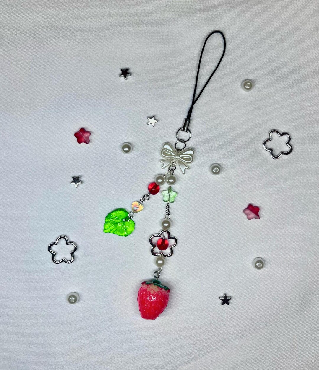 Cute Strawberry Phone Charm Handmade Coquette Phone Accessory - Etsy