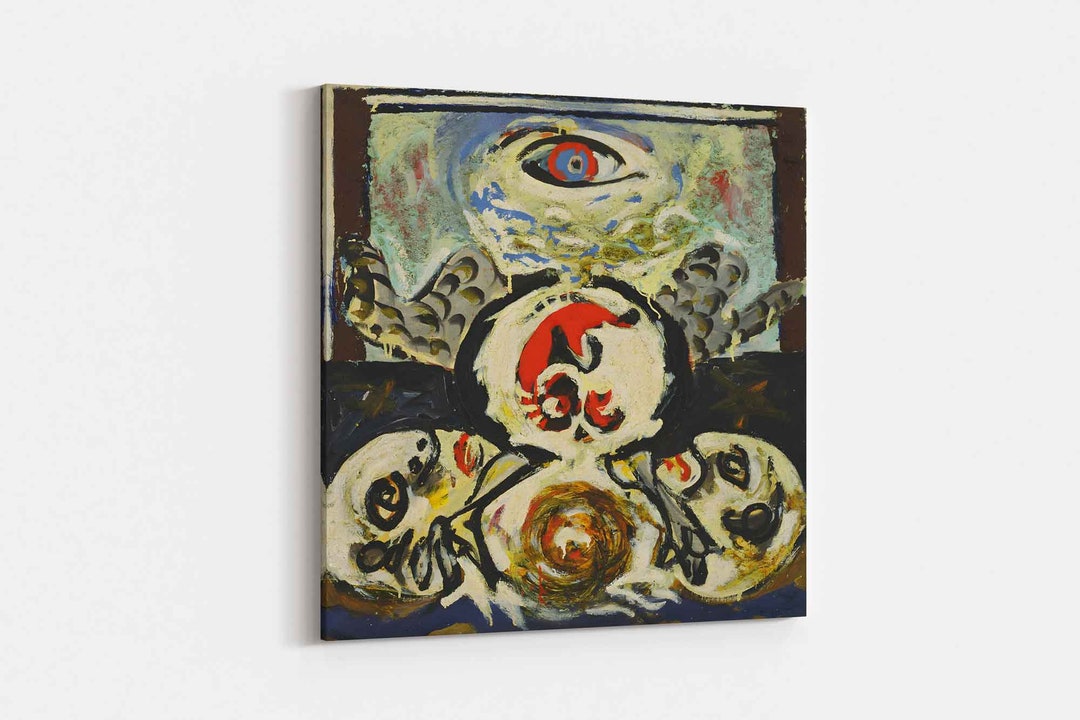 Jackson Pollock Inspired Bird Art - Abstract Canvas Print for Living ...