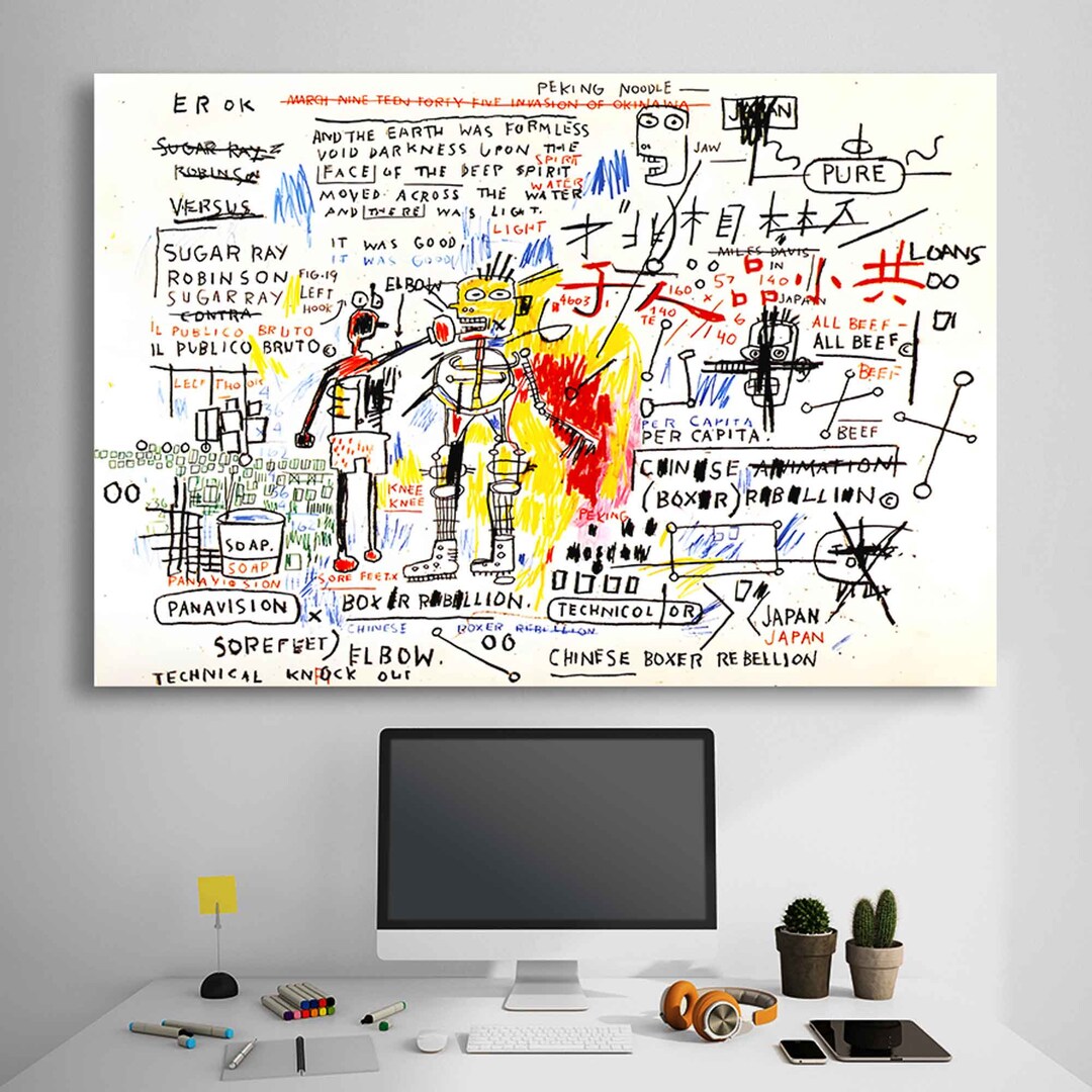 Jean-michel Basquiat Boxer Rebellion Print - Abstract Canvas Art for Home & Living Room - Etsy