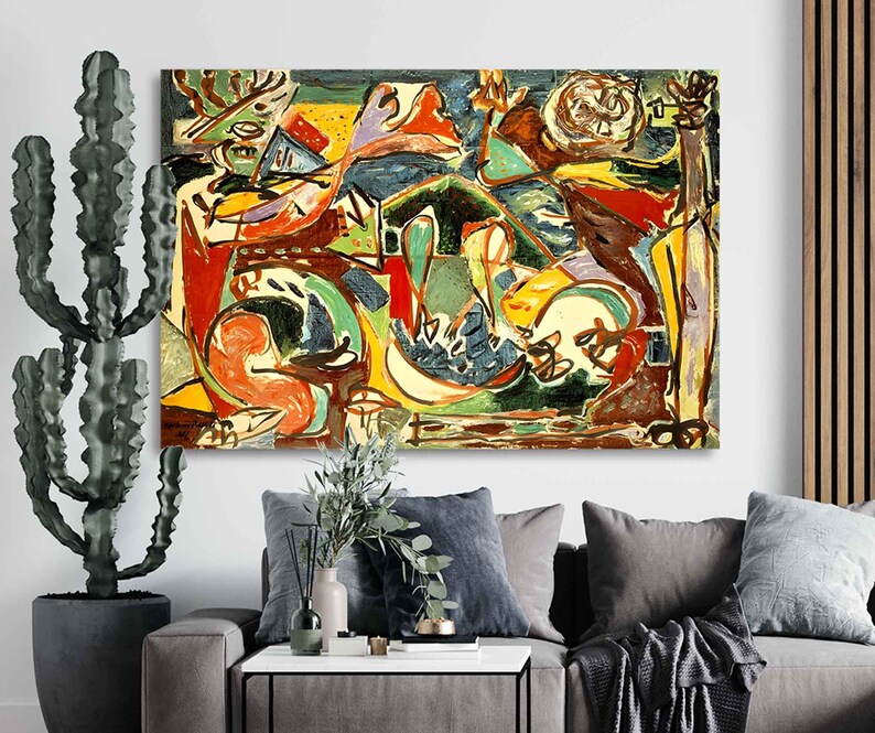 The Key - Jackson Pollock Style Abstract Art, Canvas Prints for Living ...