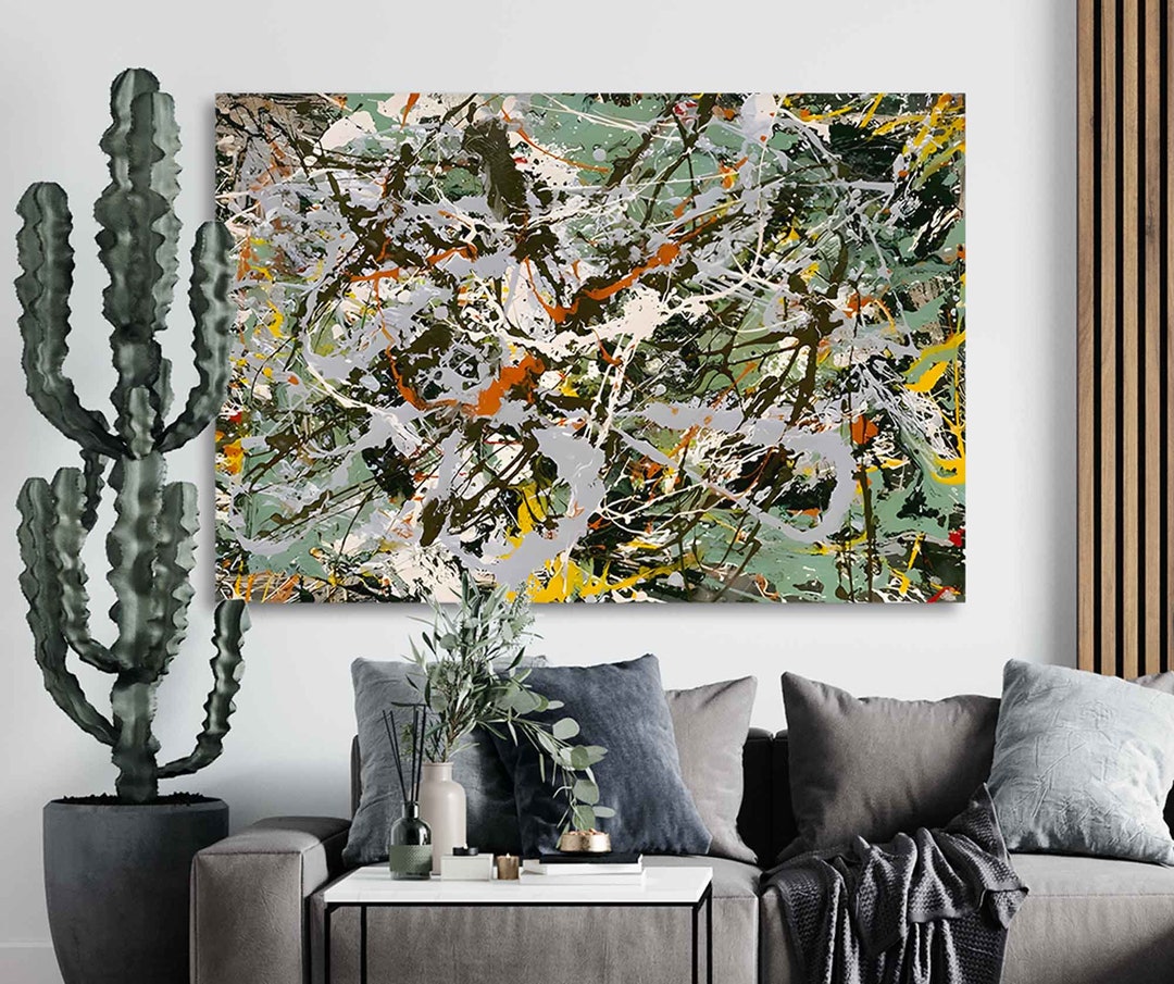 Jackson Pollock - Green Silver - Canvas Art Living Room Decor, Prints ...