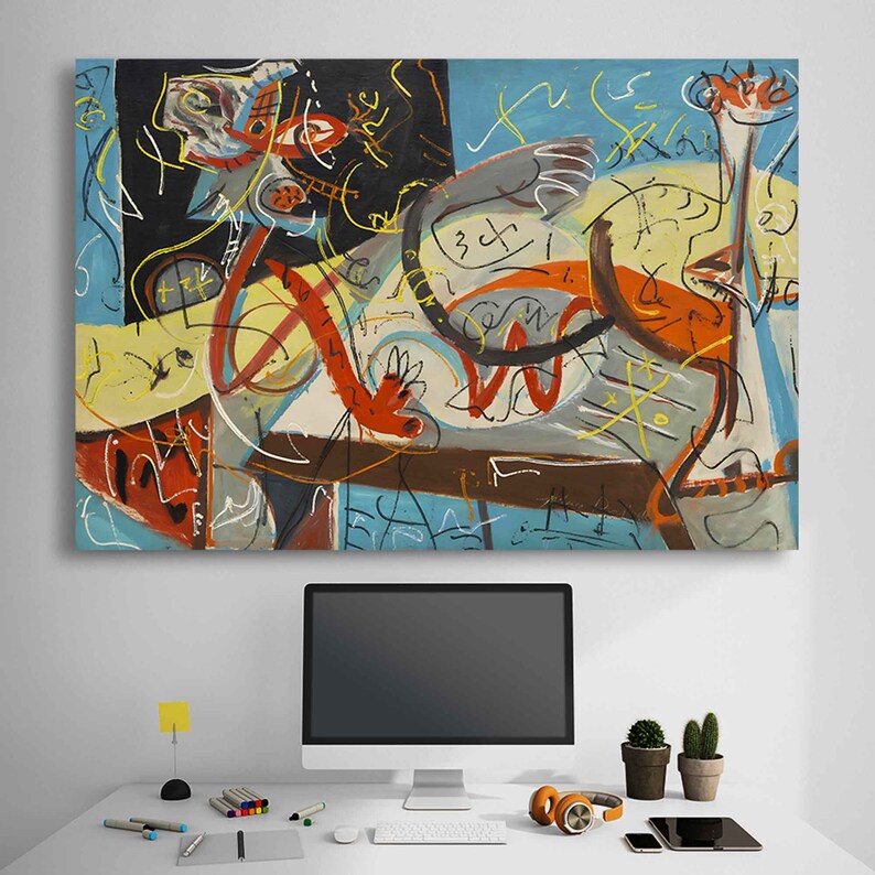 Jackson Pollock Stenographic Figure – Abstract Canvas Wall Art Print - Etsy