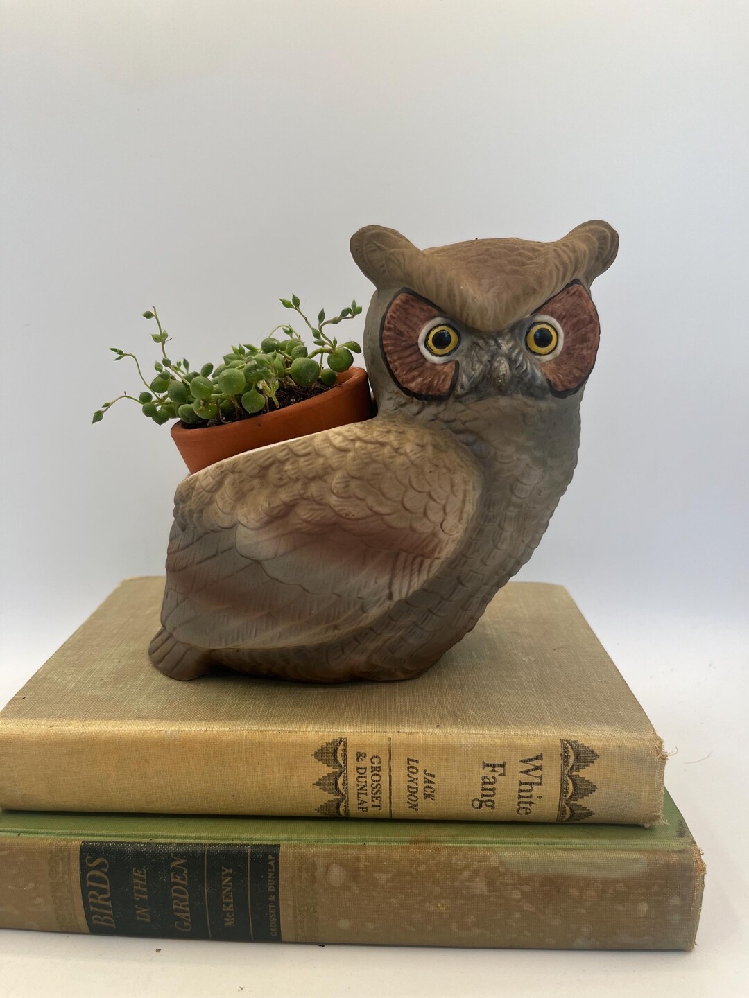 Vintage Owl Planter / Great Horned Owl Figurine Planter / Mid Century ...