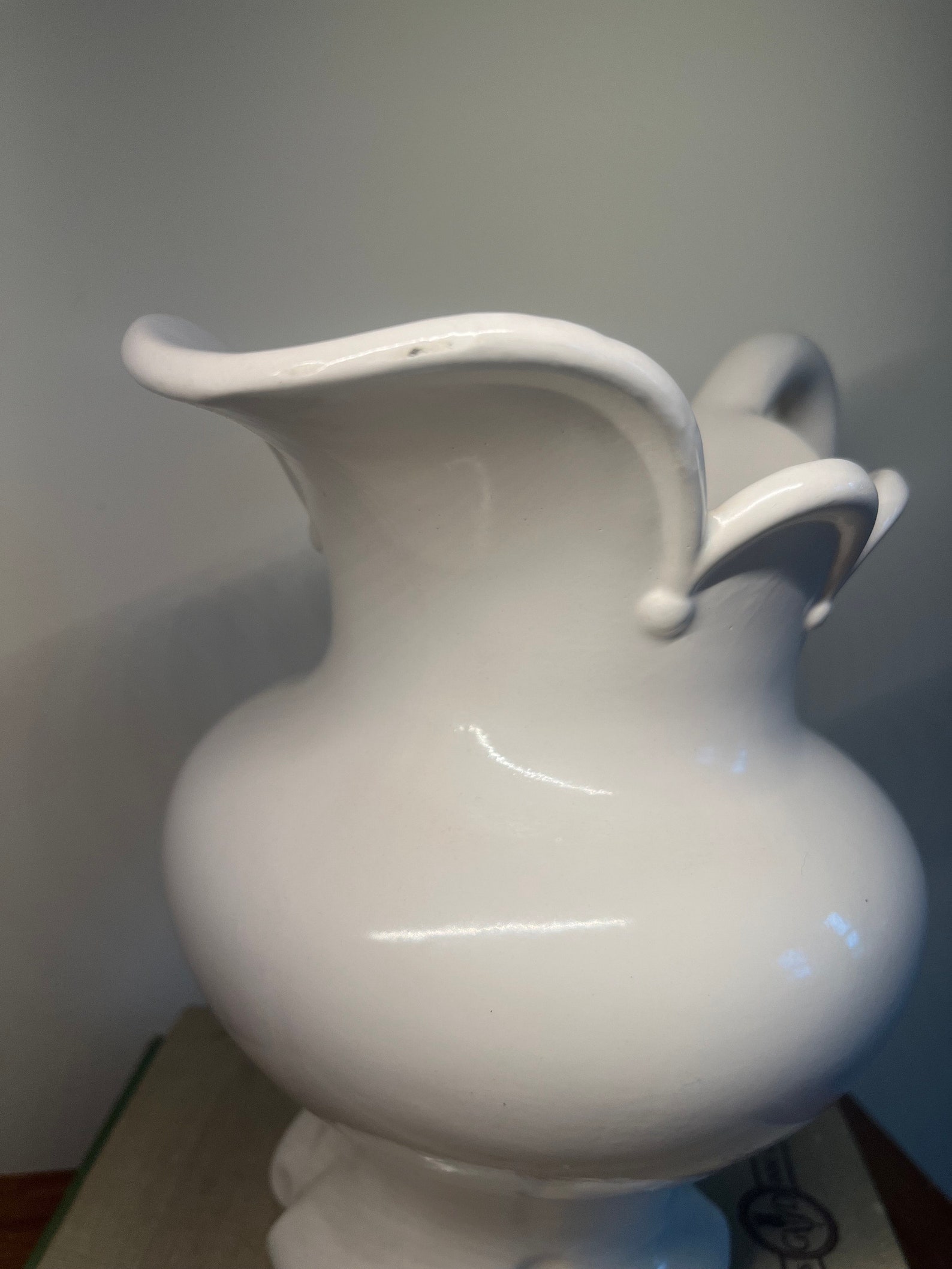 Vintage White Scalloped Edge Pitcher or Vase / Ironstone Pottery ...