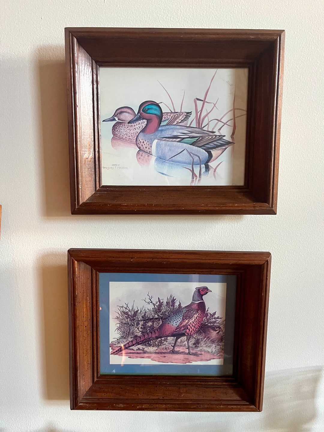 Vintage Duck and Pheasant Framed Art Set of 2 / Vintage Lithograph by ...