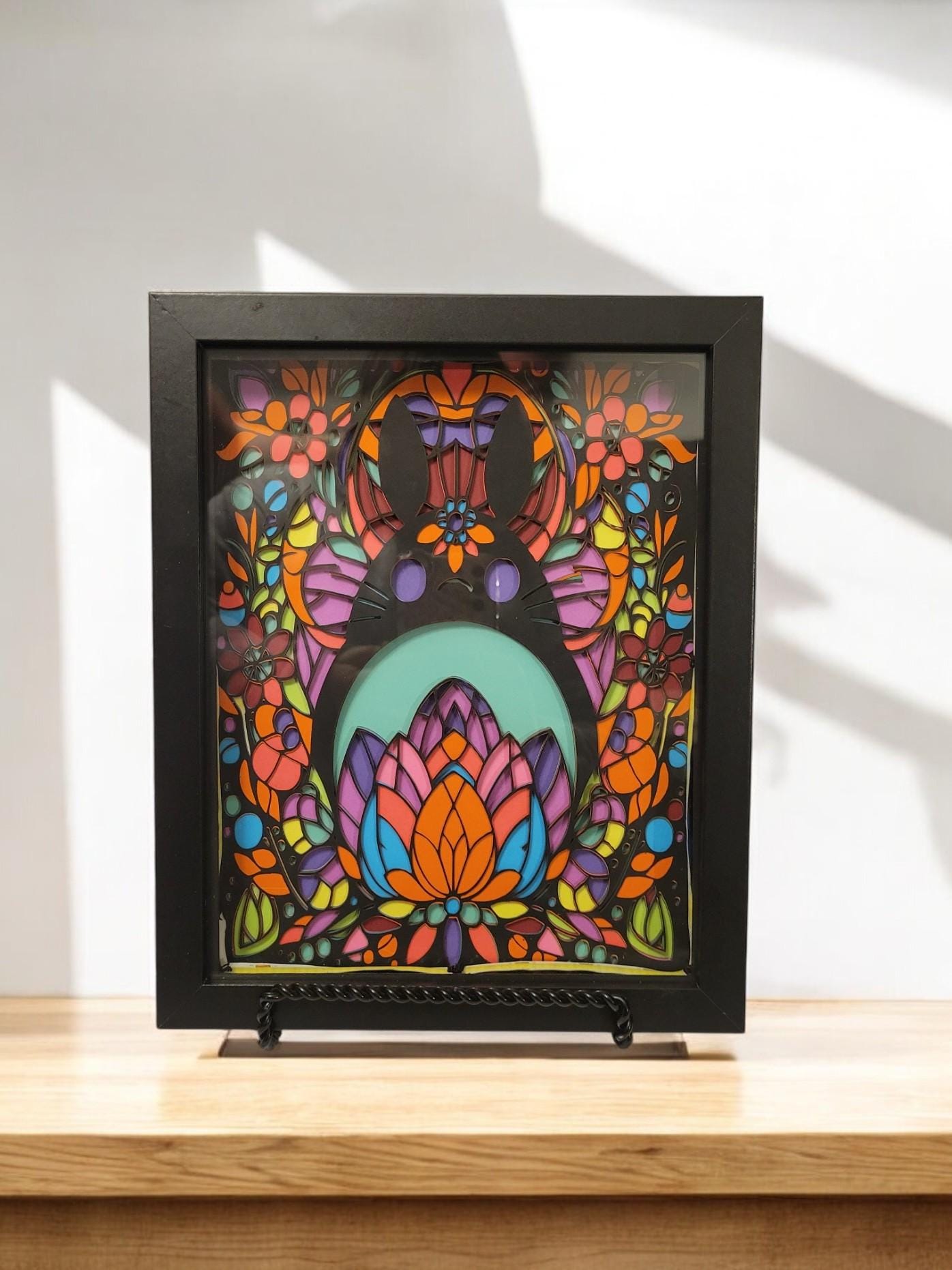 Totoro LED 3d Layered Art Shadowbox, Anime Inspired Wall Art Light Box ...