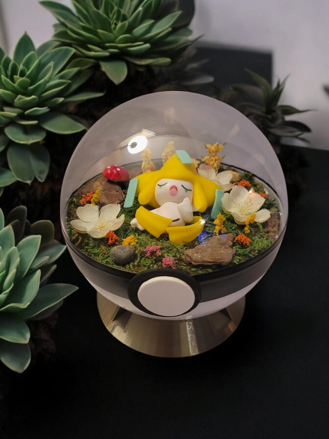 Handmade Pokeball Terrarium, Large (5.5) Inch Diorama, Jirachi ...