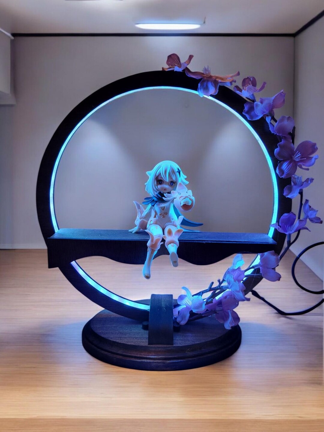 Wood Lamp Table Top Led Light Ring, Usb Rgb Led Ring Lamp, With Bench ...