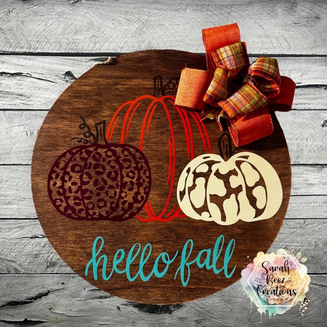 Hello Fall Wooden Door Sign Wooden Door Hanger Front Door Decor Fall ...