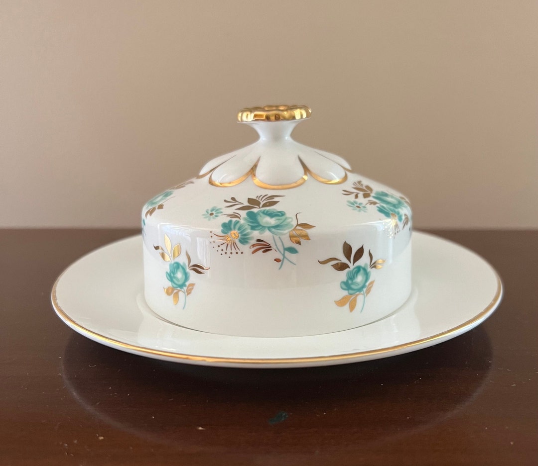 Vintage Royal Albert Butter Dish Round Covered Floral Flowers England ...