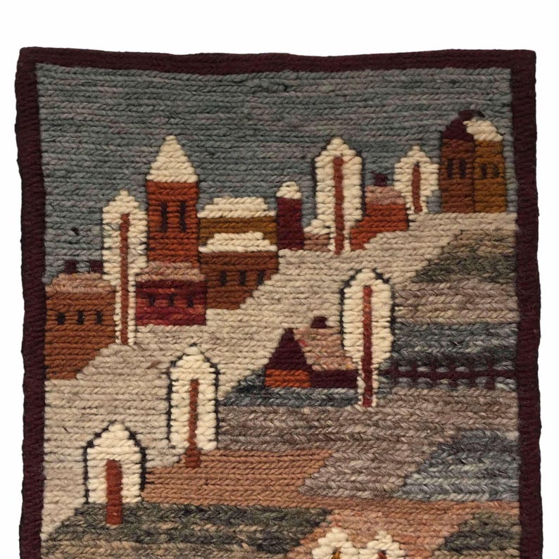Vintage Polish Kilim Tapestry, 1970s Wool Rug, Mid Century Wall Hanging ...