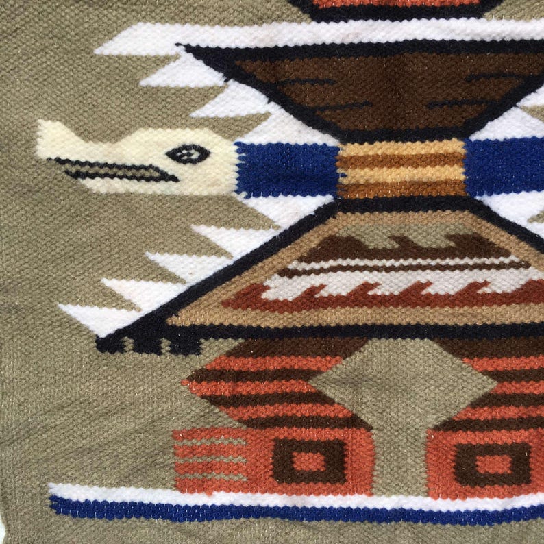 Vintage Ecuador Wool Hand Woven Tapestry Rug Folk Art Wall Hanging - Etsy