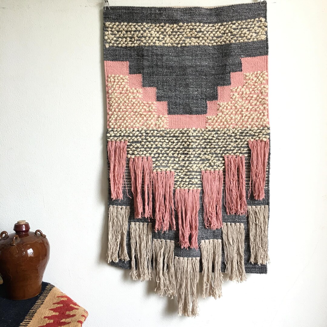 Vintage Handwoven Wool Tapestry Wall Hanging Rug Folk Art - Etsy