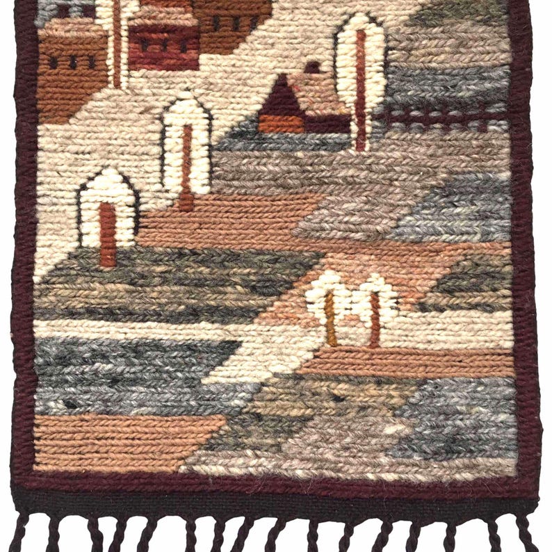 Vintage Polish Kilim Tapestry, 1970s Wool Rug, Mid Century Wall Hanging ...