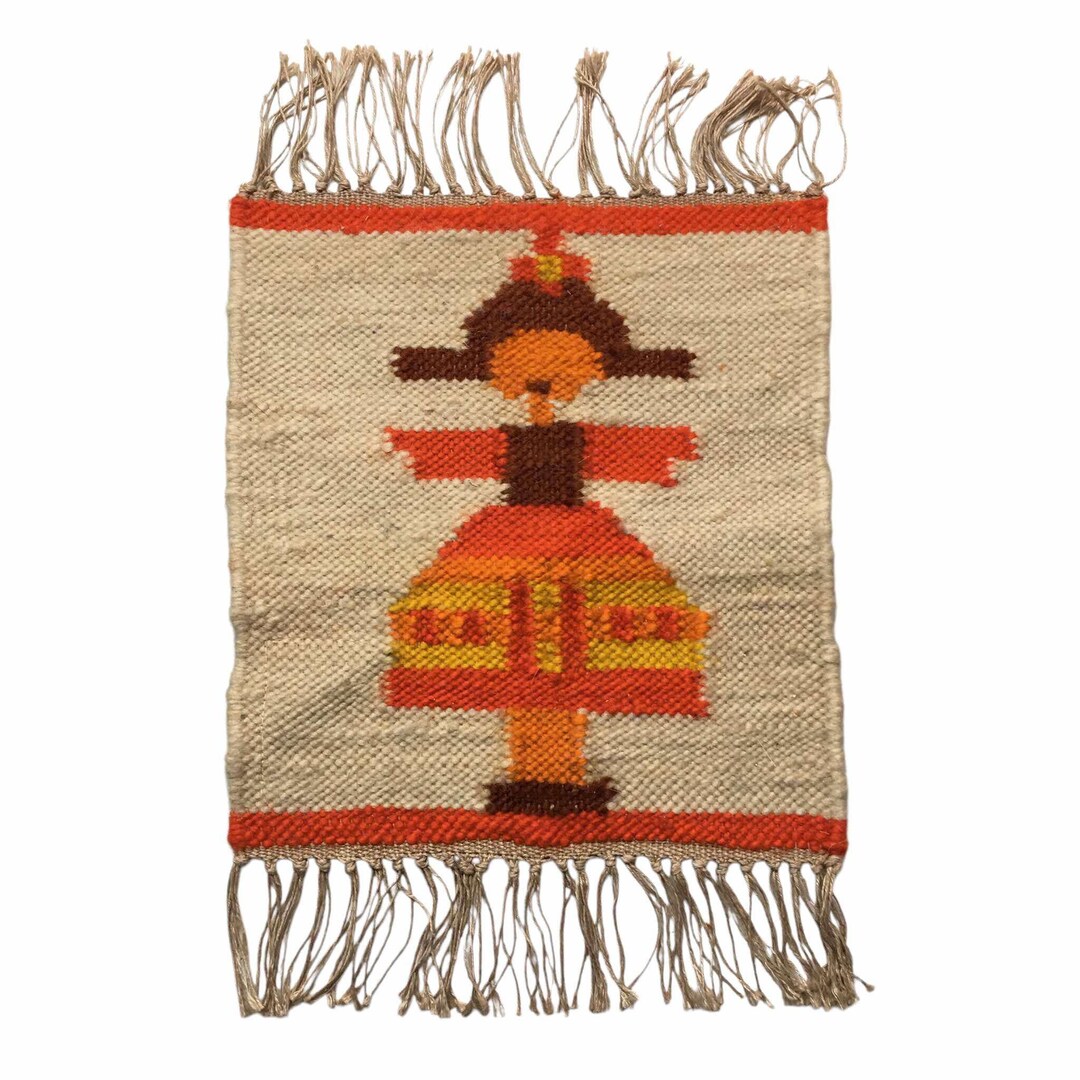 Vintage Polish Kilim Tapestry, 1970s Wool Rug, Mid Century Wall Hanging ...