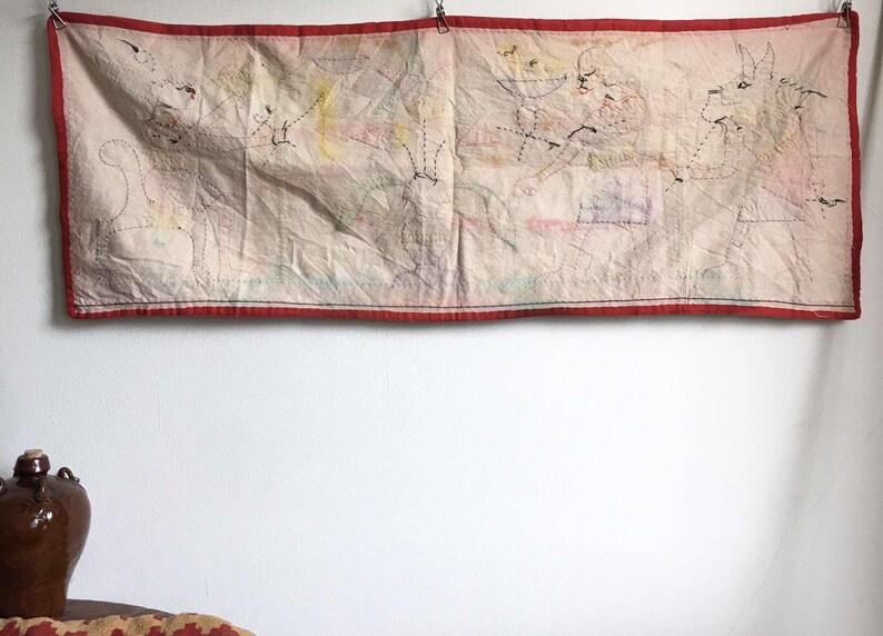Vintage Handmade Egyptian Khayamiya Embroidered Textile Art / Patchwork ...