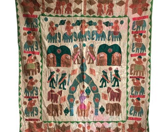 Vintage Kanduri Ceremonial Shrine Cloth Handmade India Applique ...