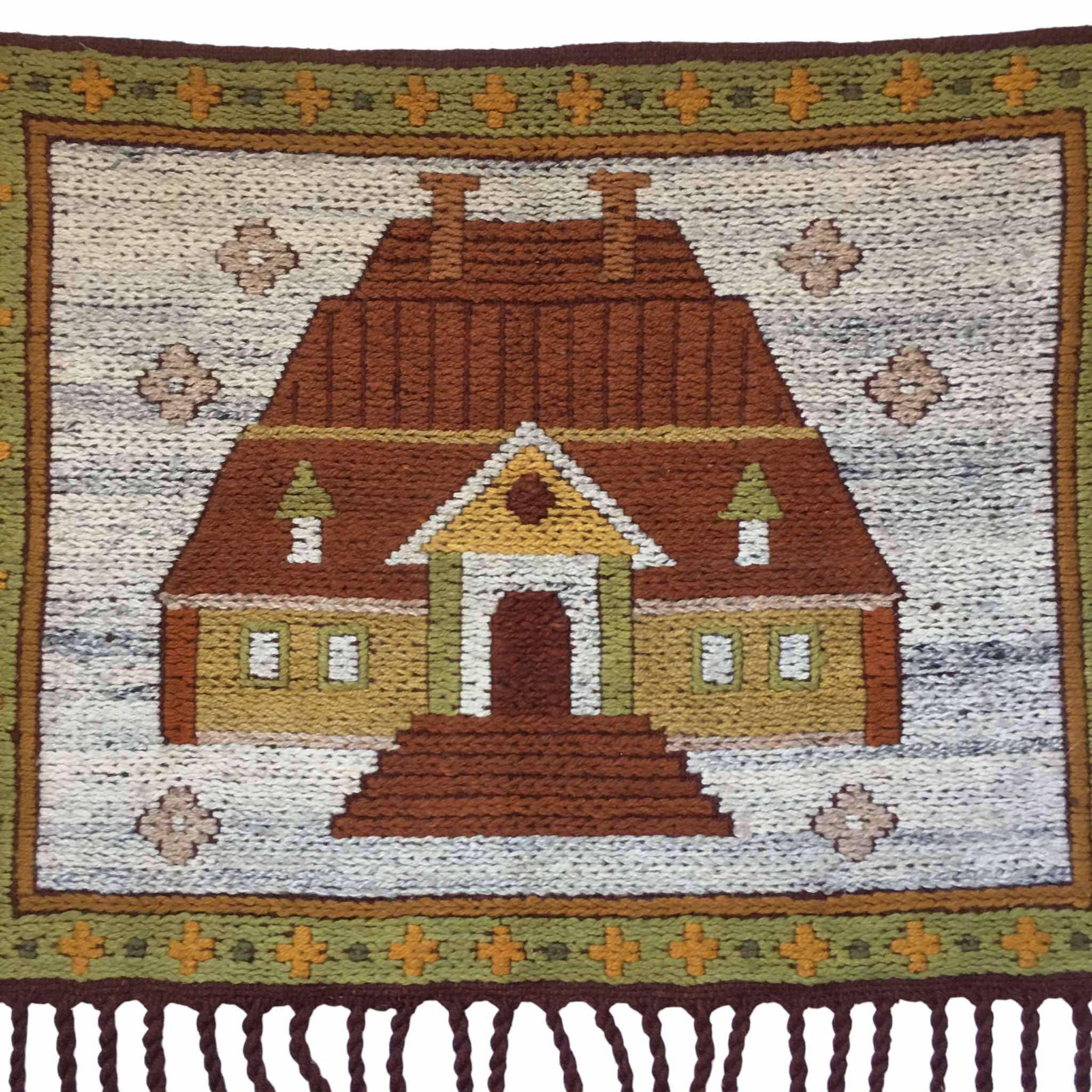 Vintage Polish Kilim Tapestry, 1970s Wool Rug, Mid Century Wall Hanging ...