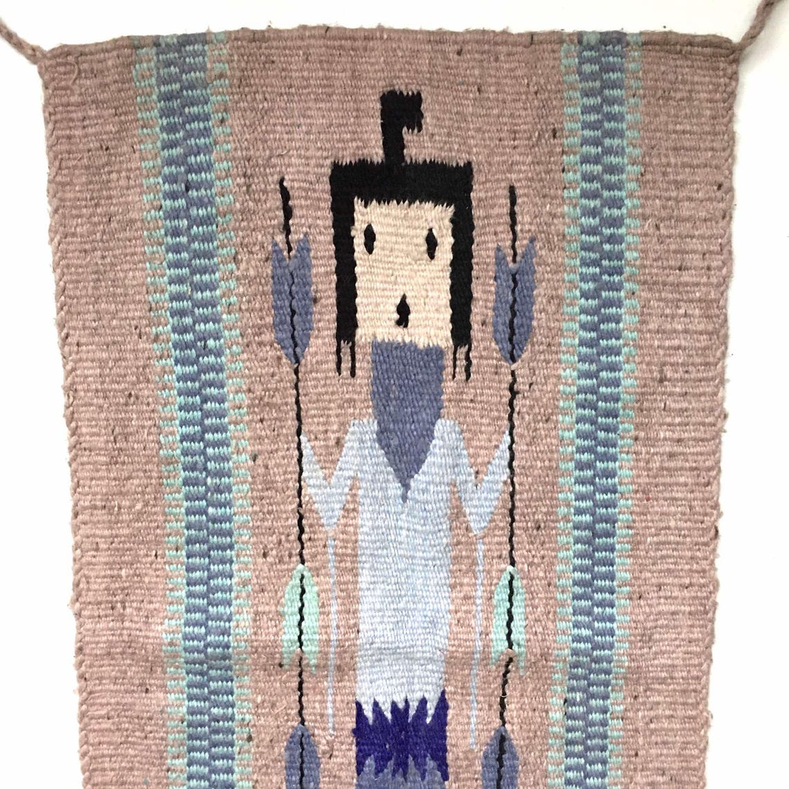 Navajo Yei Hand Woven Wool Tapestry Native American Folk Art Wall ...