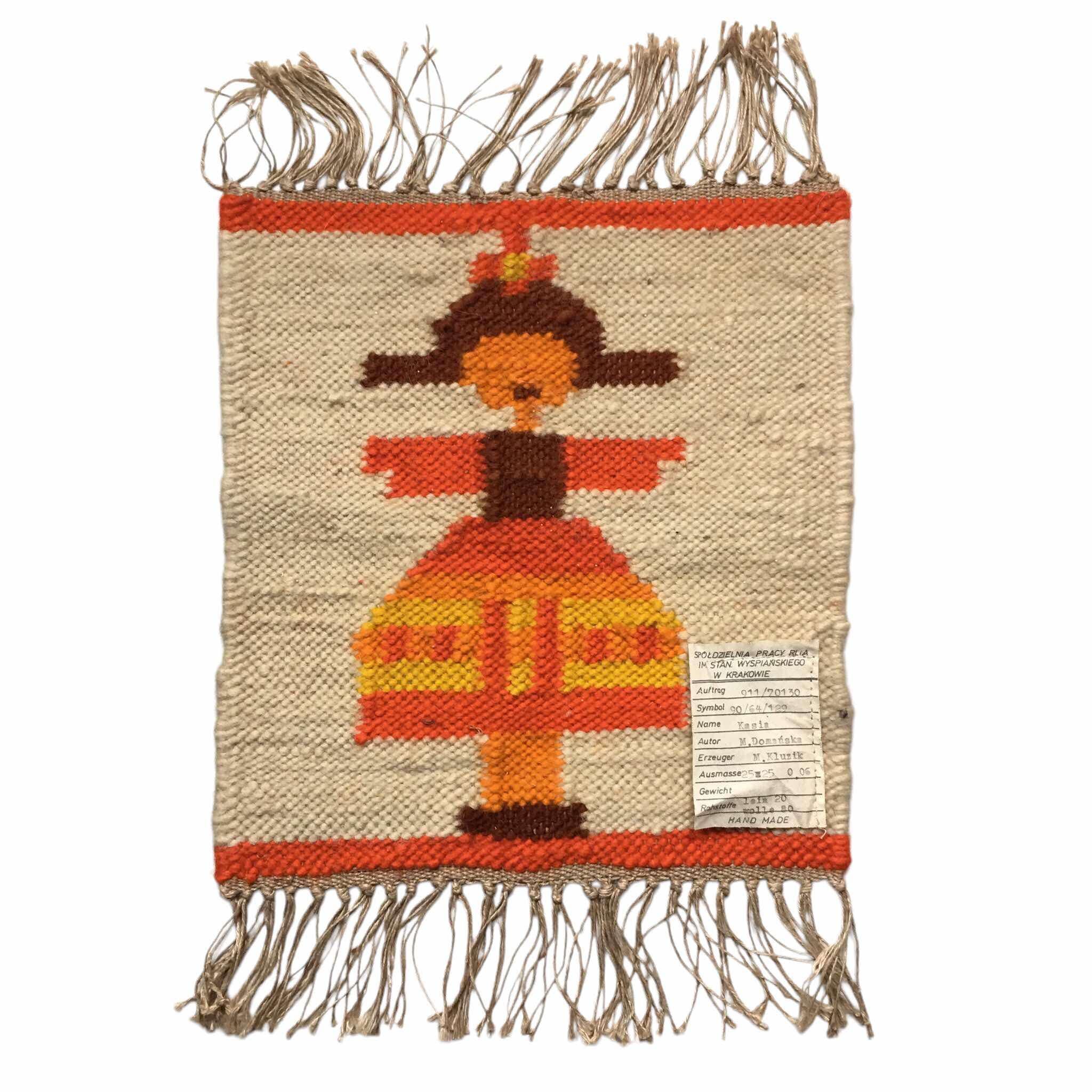 Vintage Polish Kilim Tapestry, 1970s Wool Rug, Mid Century Wall Hanging ...