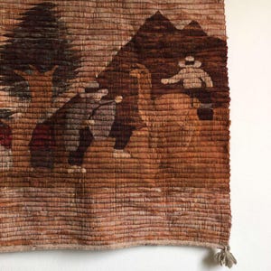 Vintage Peruvian Tejido a Mano Handwoven Wool Tapestry Wall Hanging Rug ...