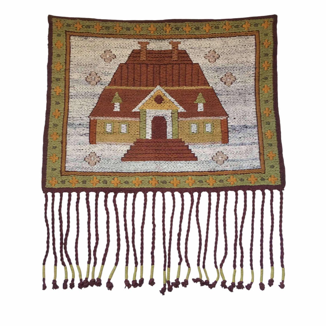 Vintage Polish Kilim Tapestry, 1970s Wool Rug, Mid Century Wall Hanging ...