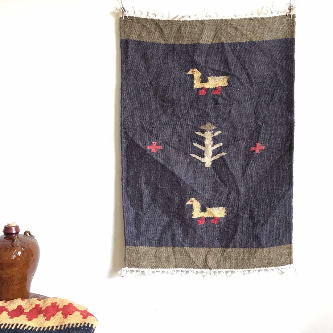 Vintage Peruvian Handwoven Wool Tapestry Wall Hanging Rug Folk Art - Etsy