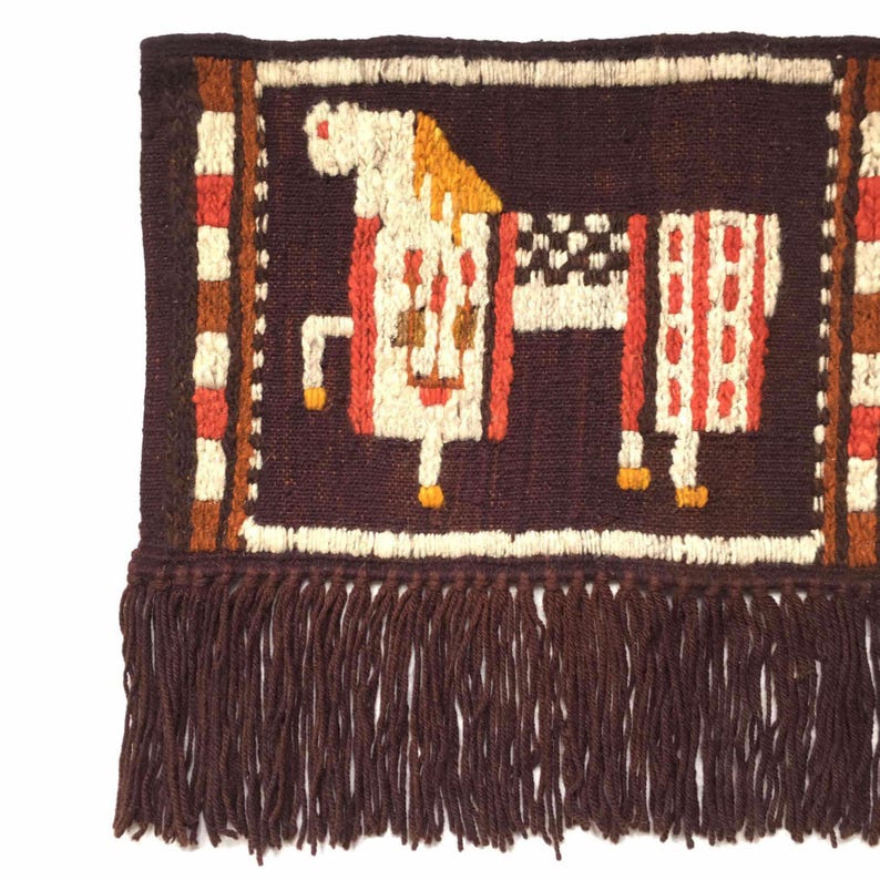 Vintage Polish Kilim Tapestry, 1970s Wool Rug, Mid Century Wall Hanging ...