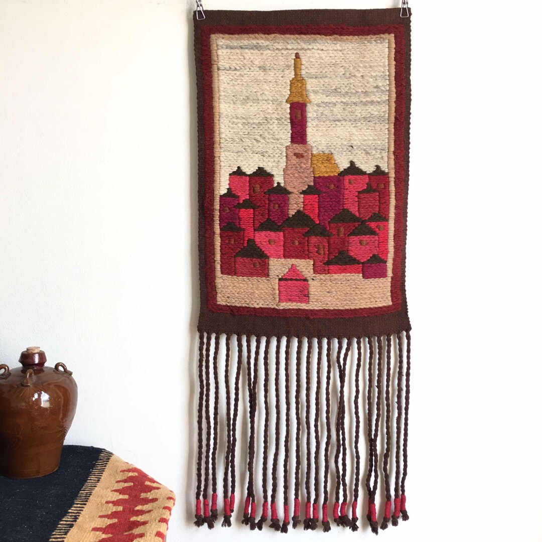 Vintage Polish Kilim Tapestry, 1970s Wool Rug, Mid Century Wall Hanging ...