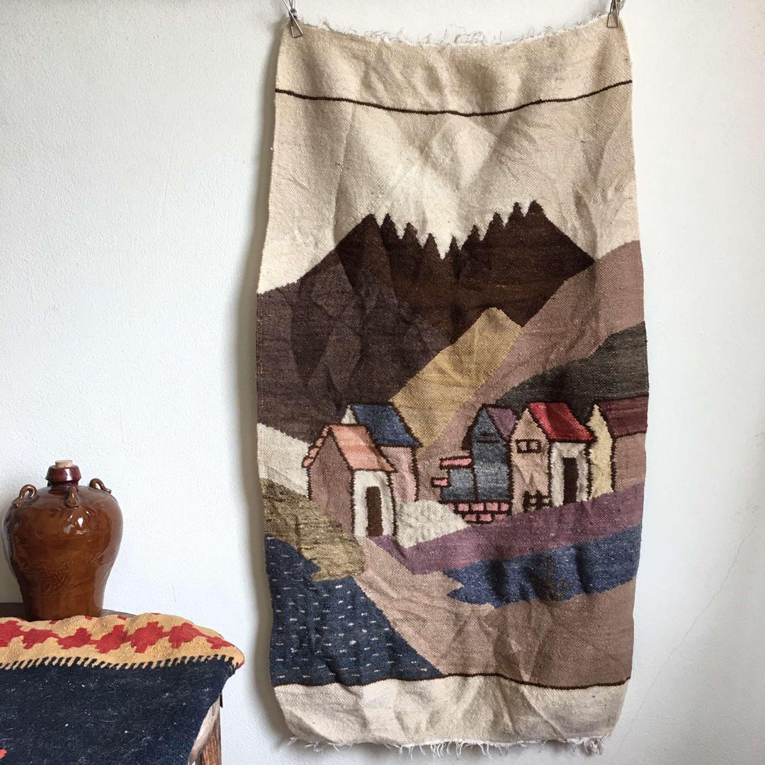 Vintage Ecuadorian Handwoven Wool Tapestry Wall Hanging Rug Folk Art - Etsy
