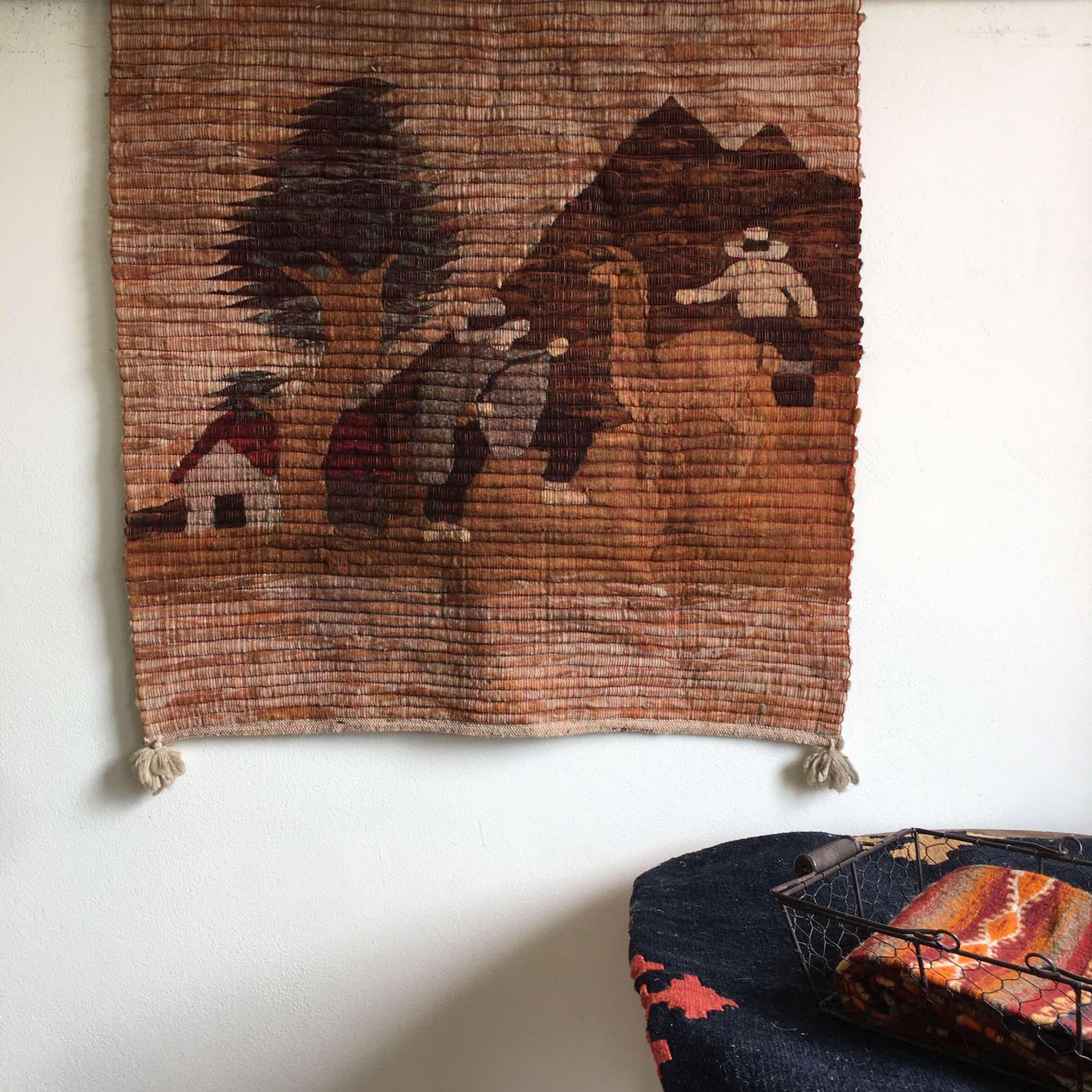 Vintage Peruvian Tejido a Mano Handwoven Wool Tapestry Wall Hanging Rug ...