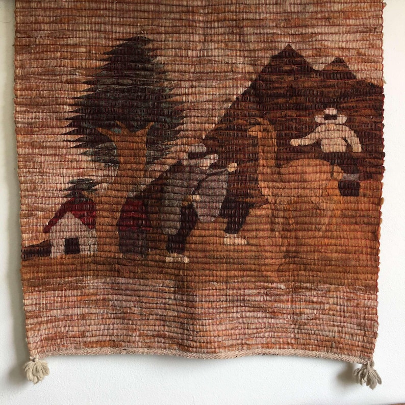 Vintage Peruvian Tejido a Mano Handwoven Wool Tapestry Wall Hanging Rug ...