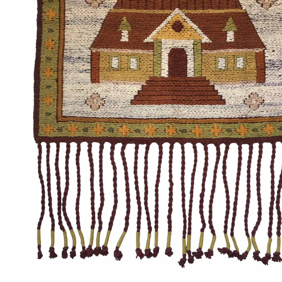 Vintage Polish Kilim Tapestry, 1970s Wool Rug, Mid Century Wall Hanging ...