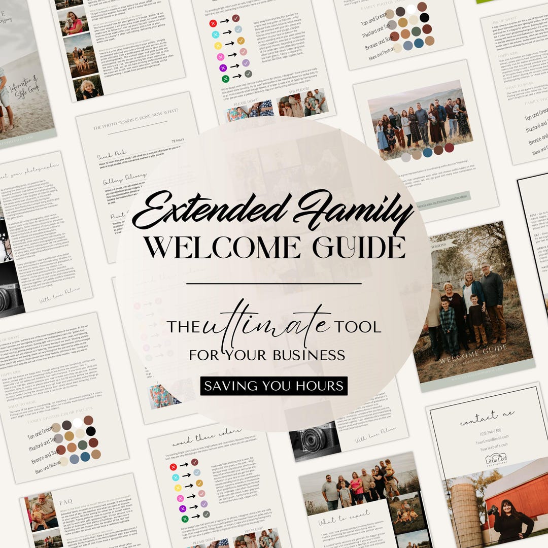 Extended Family Welcome Guide | Canva Photography Template - Etsy