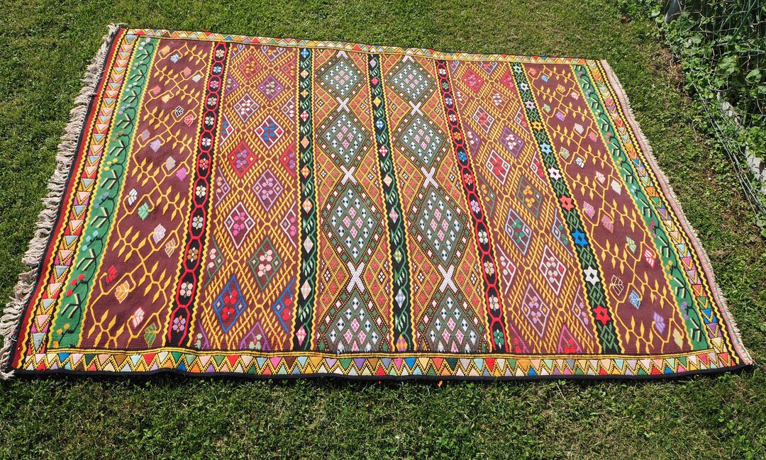 Rare Algerian Berber Rug, Colorful Rug , Kilim Rug Style, - Etsy