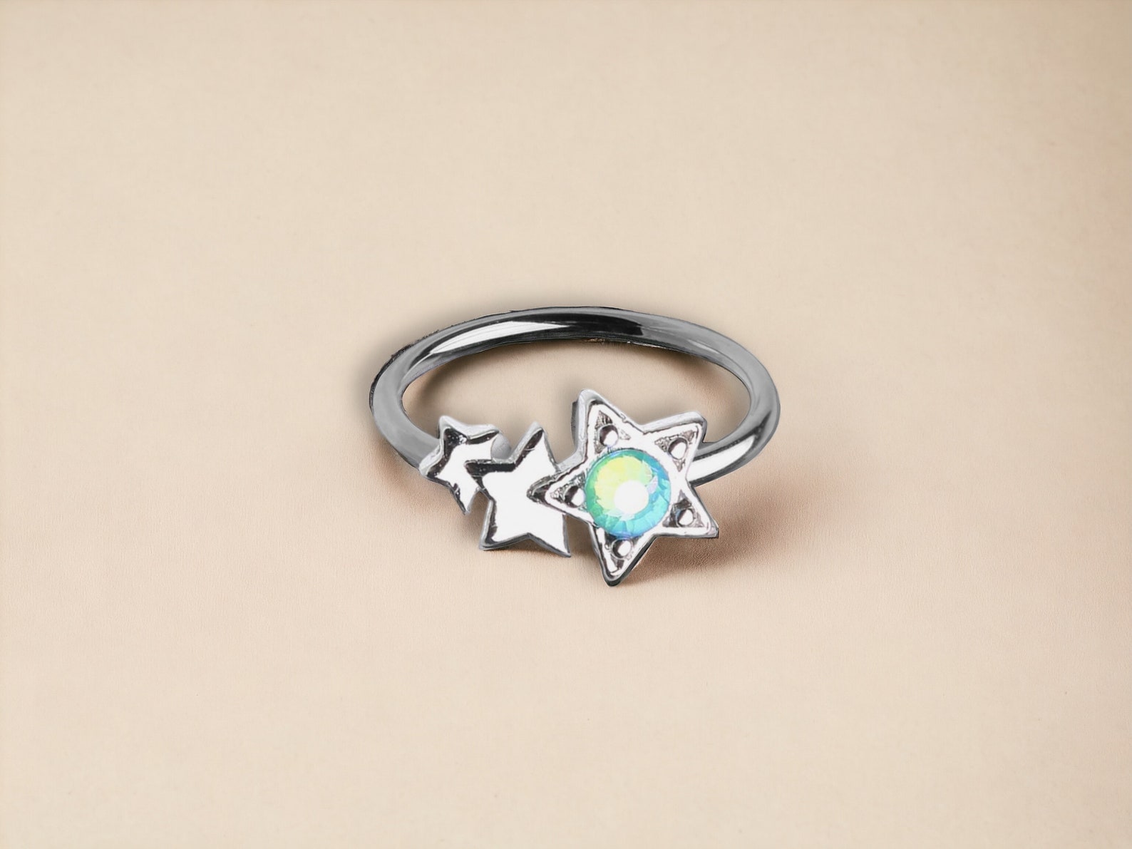 20G Shooting Star Gem Opal Nose Hoop Bendable, Sparkle Gem Star Decor ...